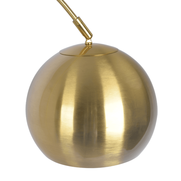 Oasis Long Arm Gold Brass Adjustable Floor Lamp with Round White Marble ...